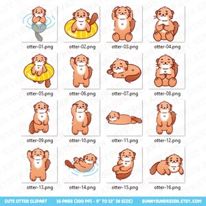 Otter Clipart, Cute Sea Otter PNG, Kawaii Otter Illustration, Baby ...