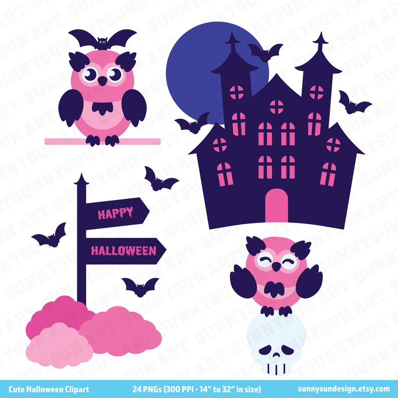 Cute Halloween Clipart, Spooky Season PNG, Girly Halloween PNG, Kawaii ...