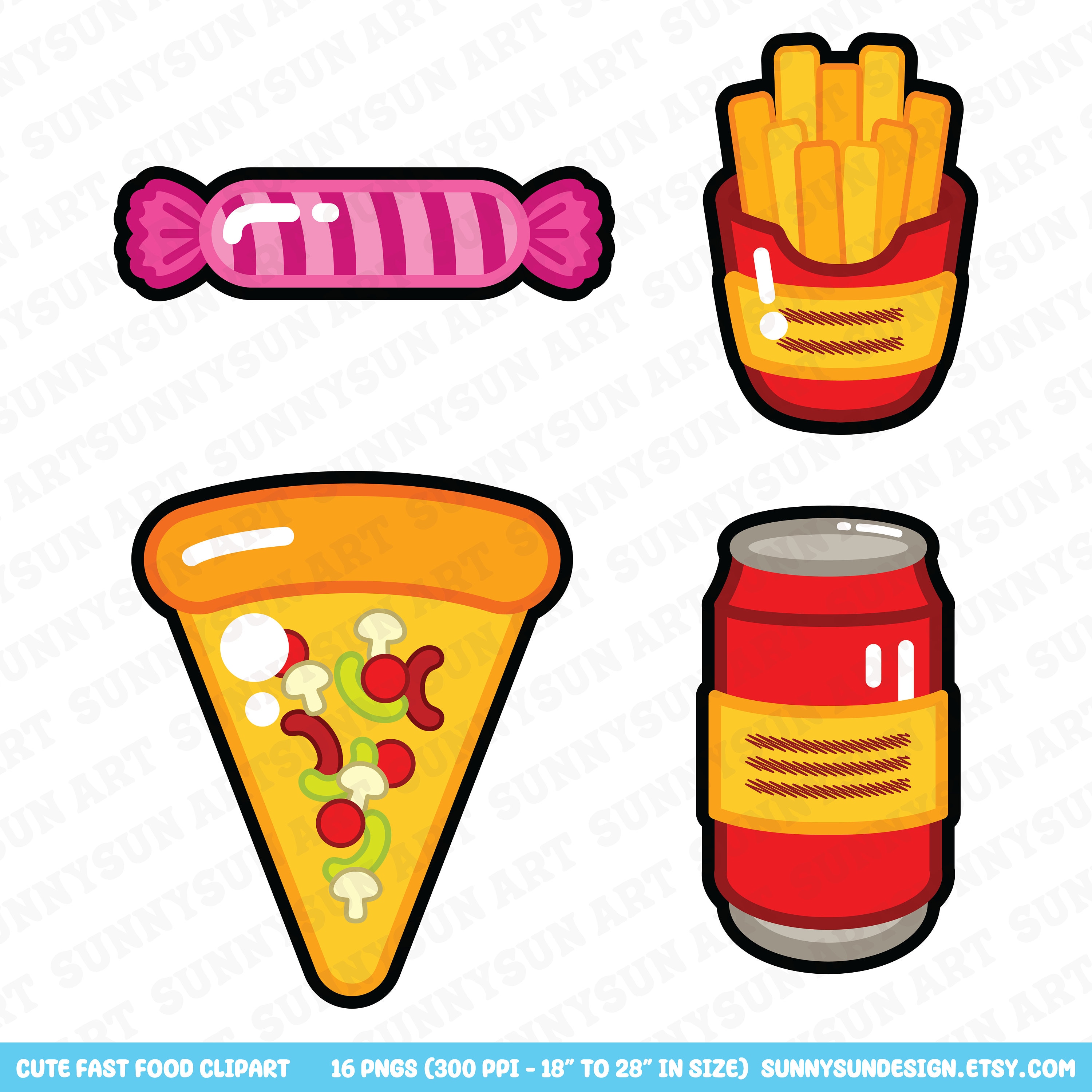 Cute Burger Clipart, Kawaii Fast Food, Junk Food, Pizza PNG, Ice Cream ...