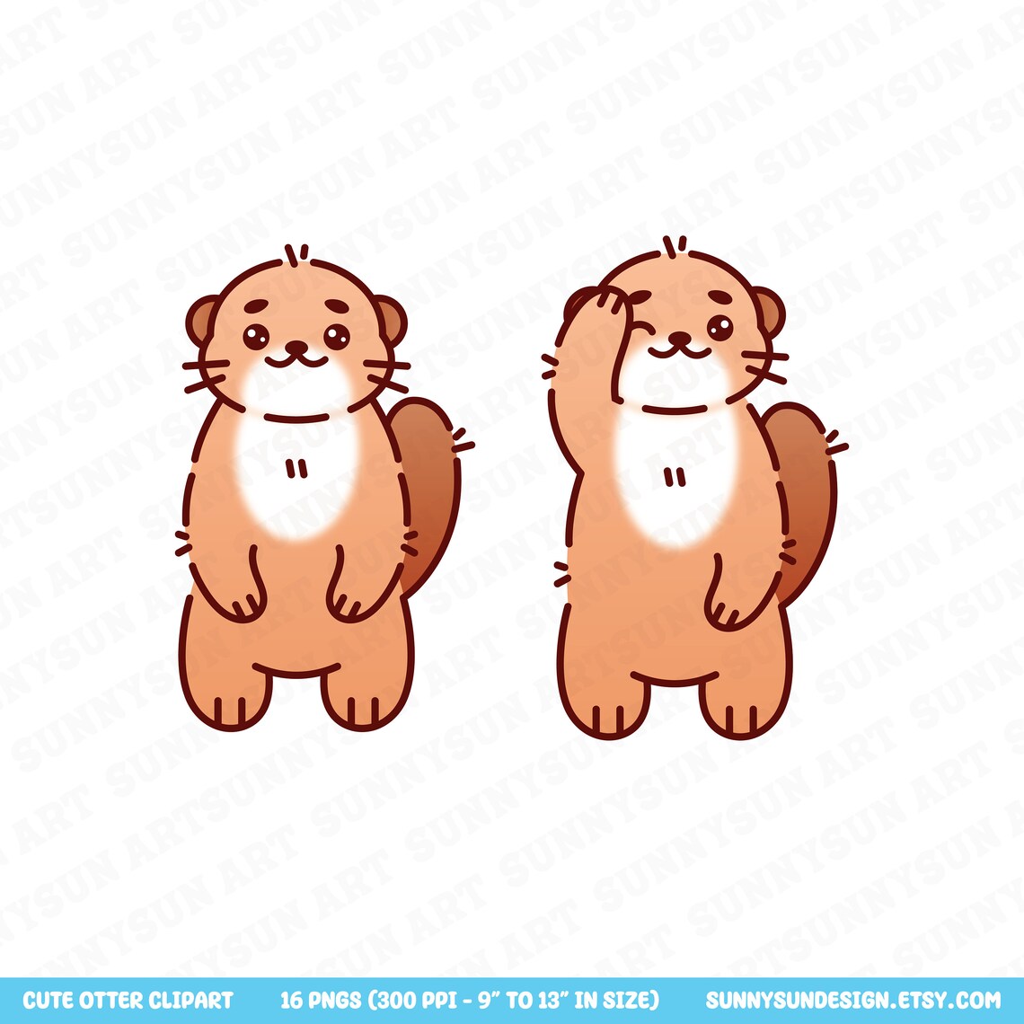 Otter Clipart, Cute Sea Otter PNG, Kawaii Otter Illustration, Baby ...
