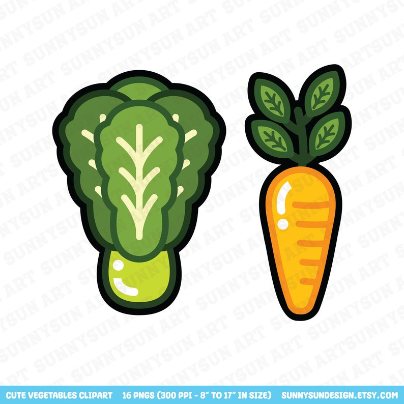 Cute Vegetable Clipart, Kawaii Veggies PNG, Fresh Healthy Food Art ...