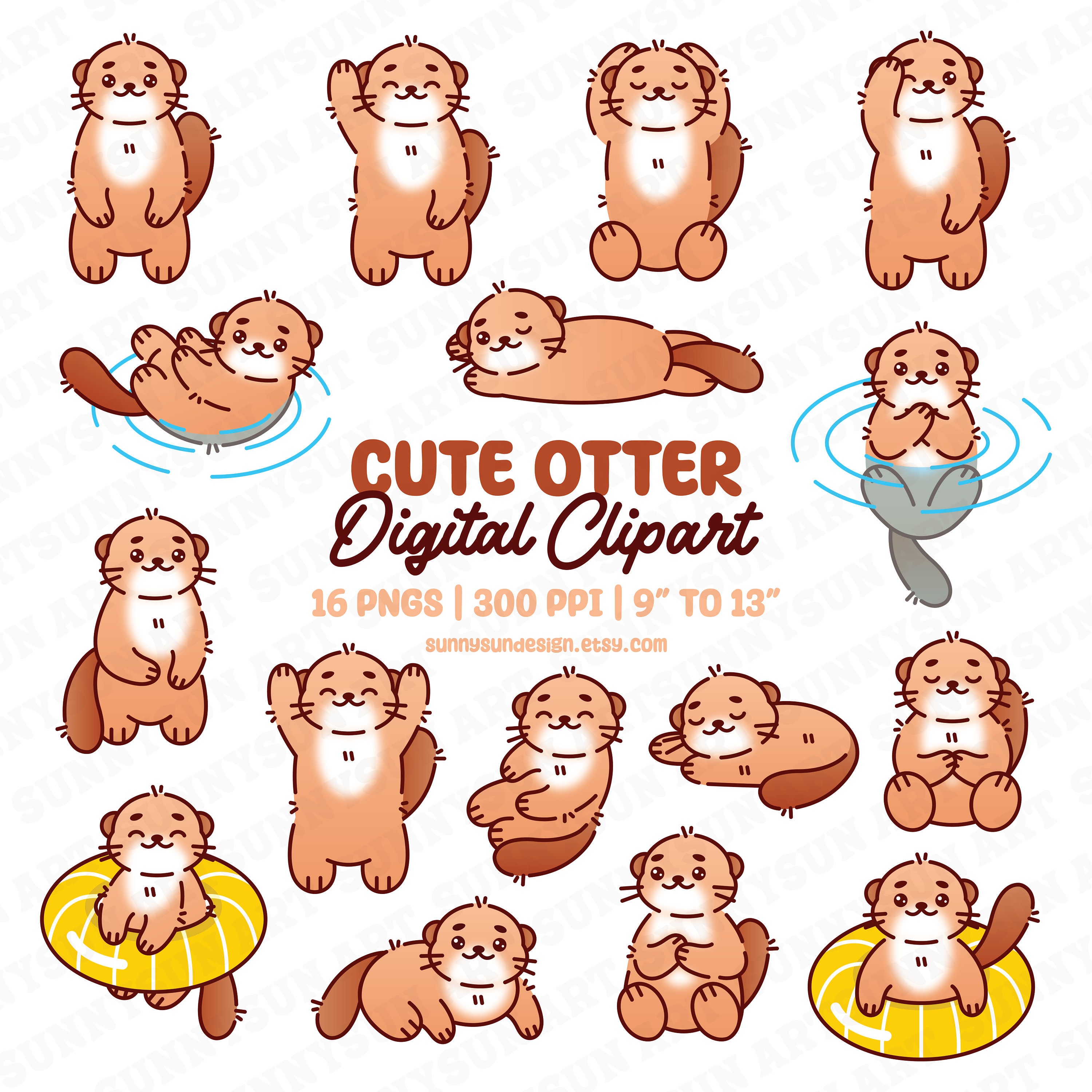 Otter Clipart, Cute Sea Otter PNG, Kawaii Otter Illustration, Baby ...