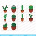 Cute Potted Cactus Clipart, Adorable and Kawaii Cacti Graphics, Desert ...