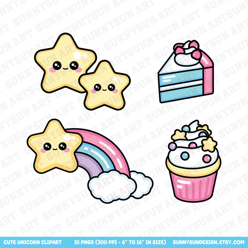 Cute Unicorn Clipart, Kawaii Cartoon Unicorn PNG, Magical Unicorn Face ...