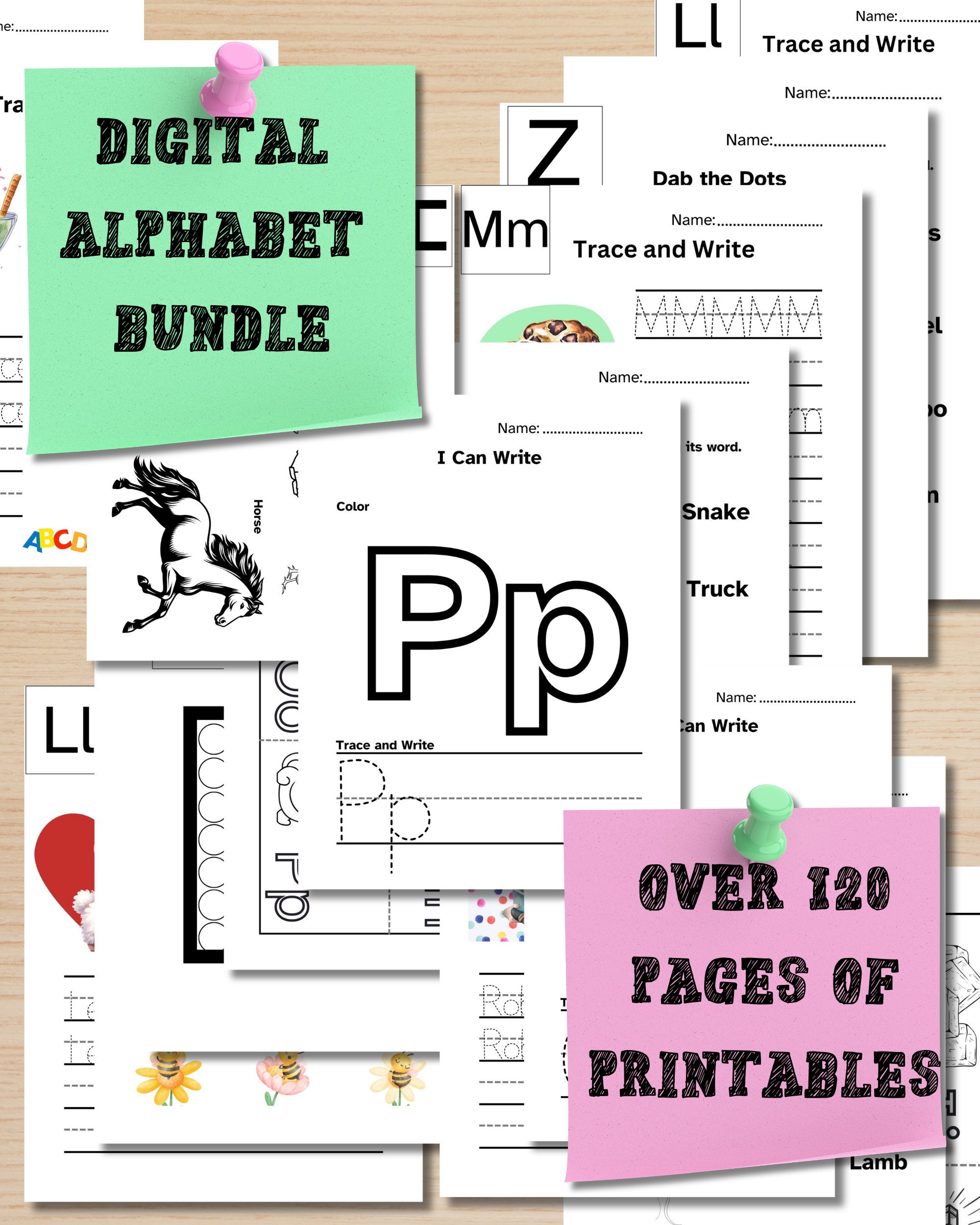 Alphabet Worksheet Printable Bundle. Bundle for Preschool ...