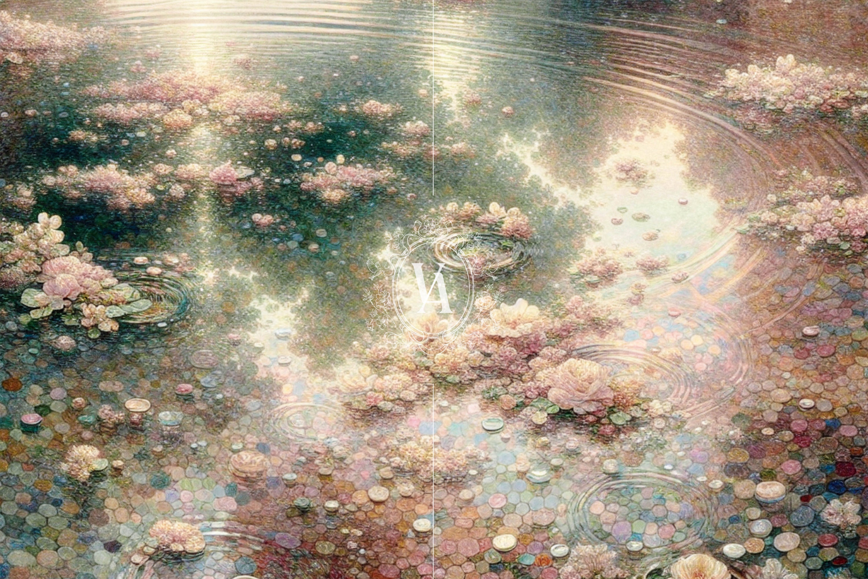 Dreamlike Waterscape, Pale Colors Relaxing Nature Water Artwork, Scenic ...