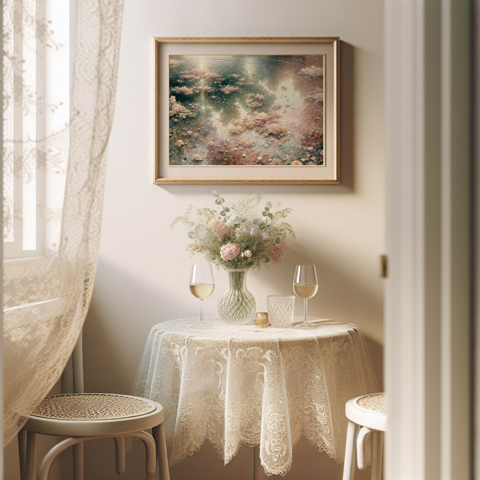 Dreamlike Waterscape, Pale Colors Relaxing Nature Water Artwork, Scenic ...