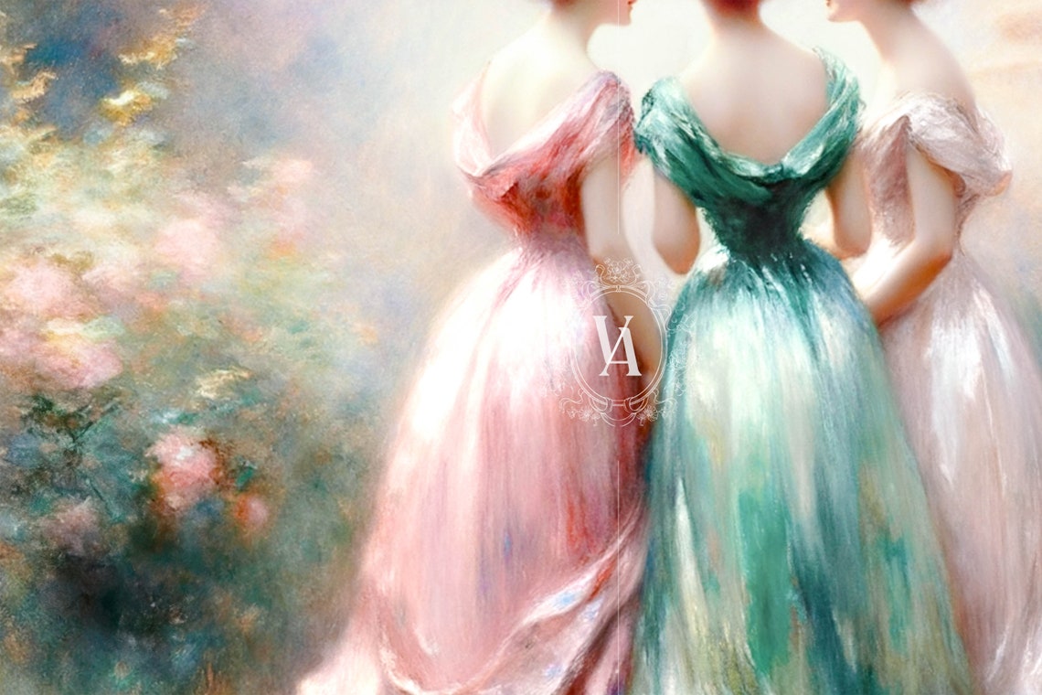 Pastel Regency Artwork, Dreamy Victorian Women Impressionism Painting ...