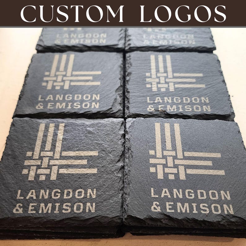 Laser Engraved Stone Drink Coaster Corporate Gifts Office Decor Slate ...
