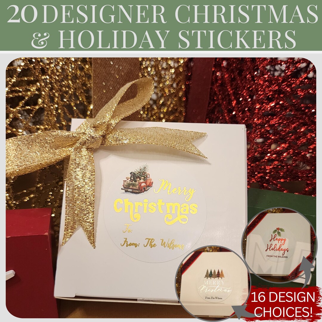 20 Custom Christmas Stickers for Gift Labels Holiday to From Stickers ...