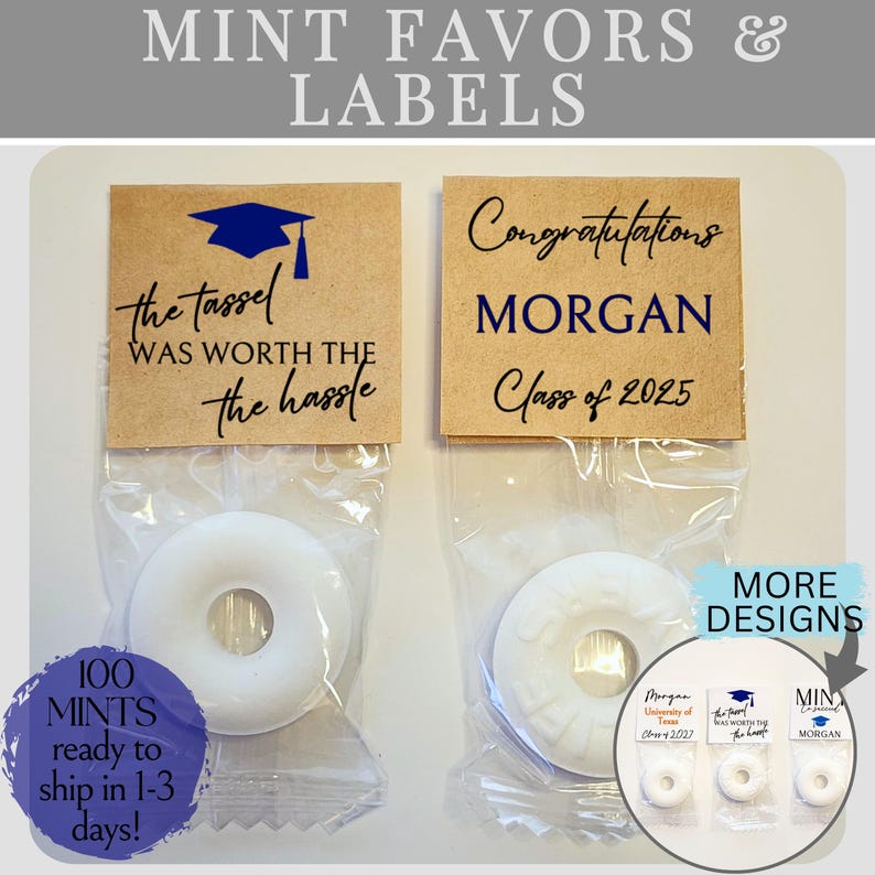 Custom Graduation Party Favor Labels Mint Candy Favor Mint to Succeed ...