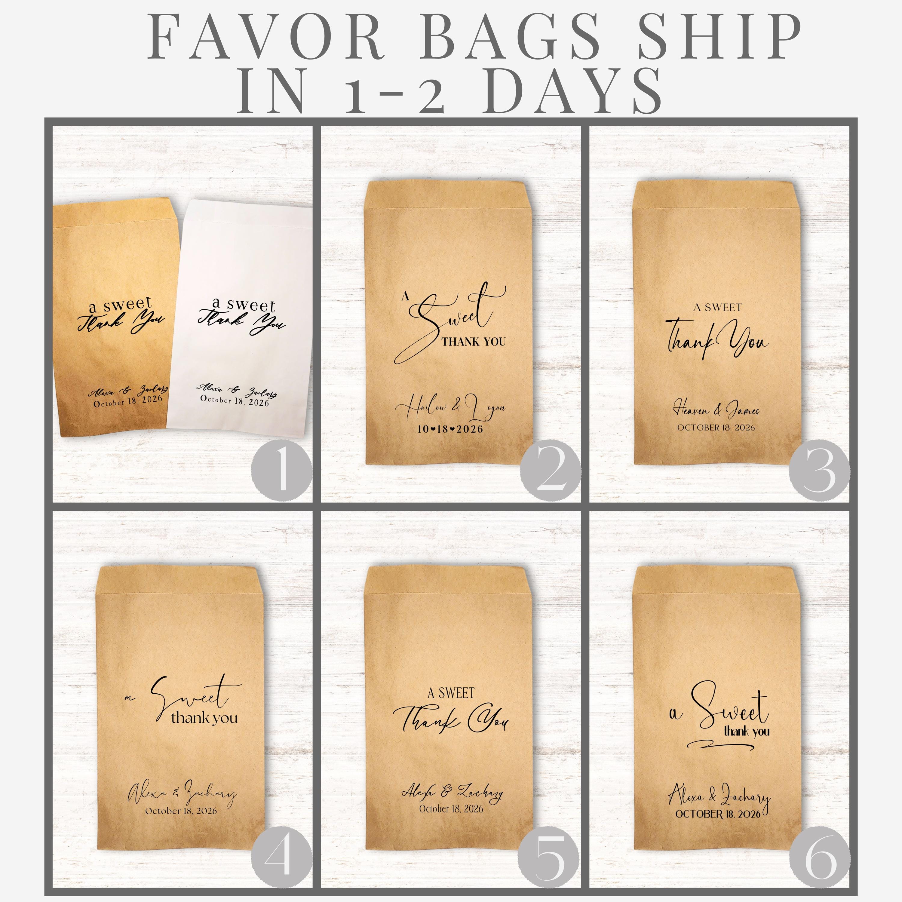 10 Custom Wedding Favor Bag A Sweet Thank You White Favor Sack ...