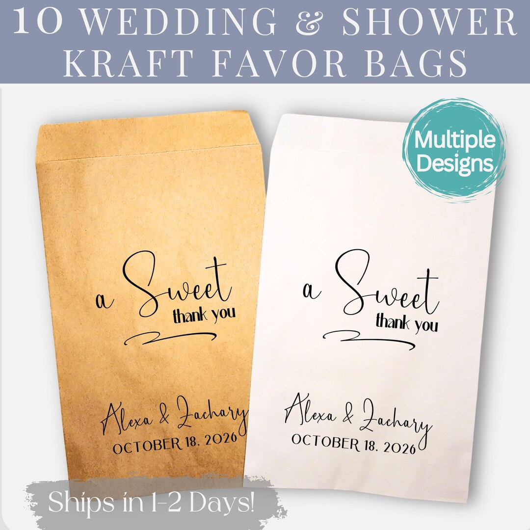 10 Custom Wedding Favor Bag A Sweet Thank You White Favor Sack ...