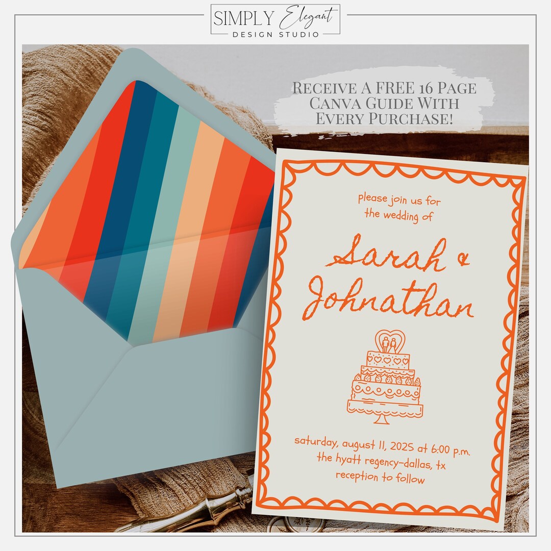 Hand Drawn Wedding Invitation Template Download Printable Wedding Canva ...