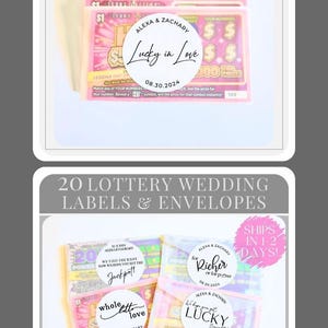 20 Custom Wedding Lottery Favor Stickers for Lotto Ticket Favor ...