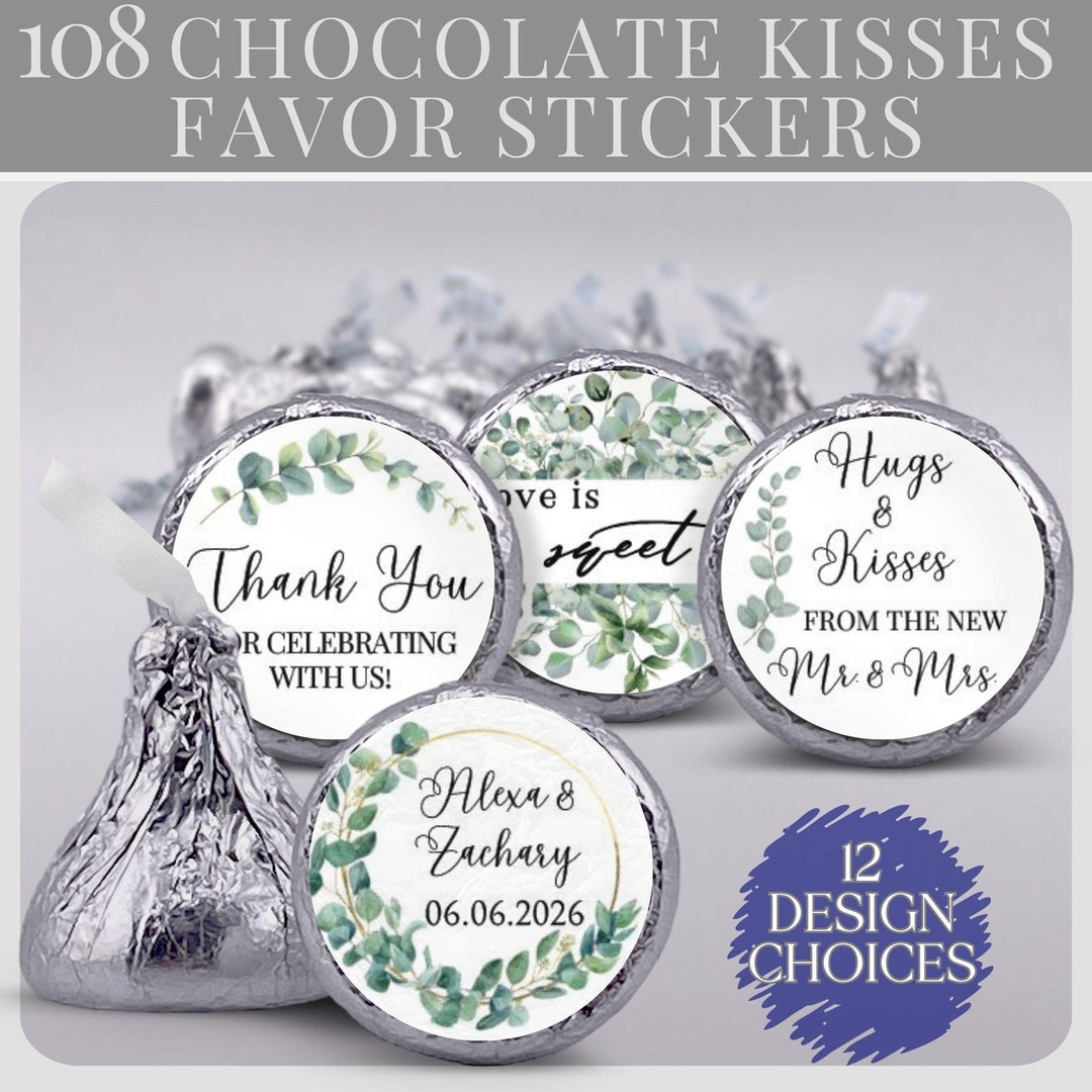 108 Wedding Stickers for Hershey® Kiss Favor for Guest Wedding Guest ...