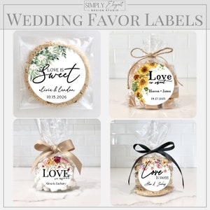 20 Floral Wedding Favor Sticker for Guest Gifts Love is Sweet Bridal ...