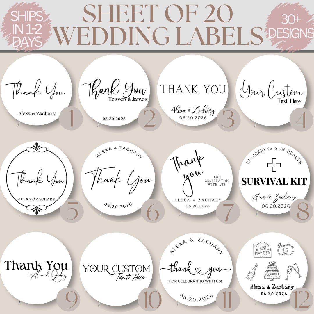 20 Custom Wedding Favor for Guest Gift Bulk Wedding Sticker Label ...