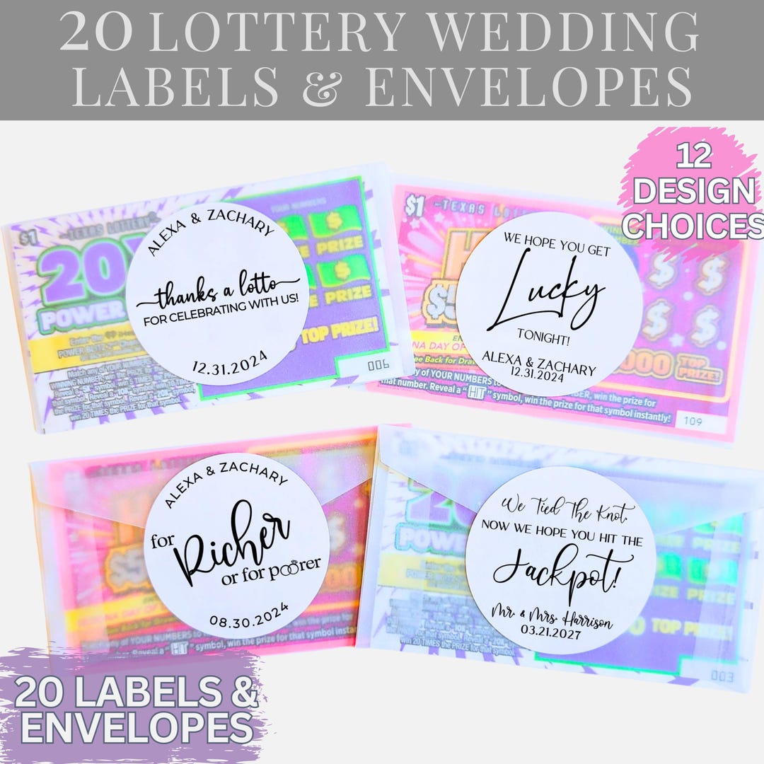 20 Custom Wedding Lottery Ticket Favor Stickers for Lotto Favor ...