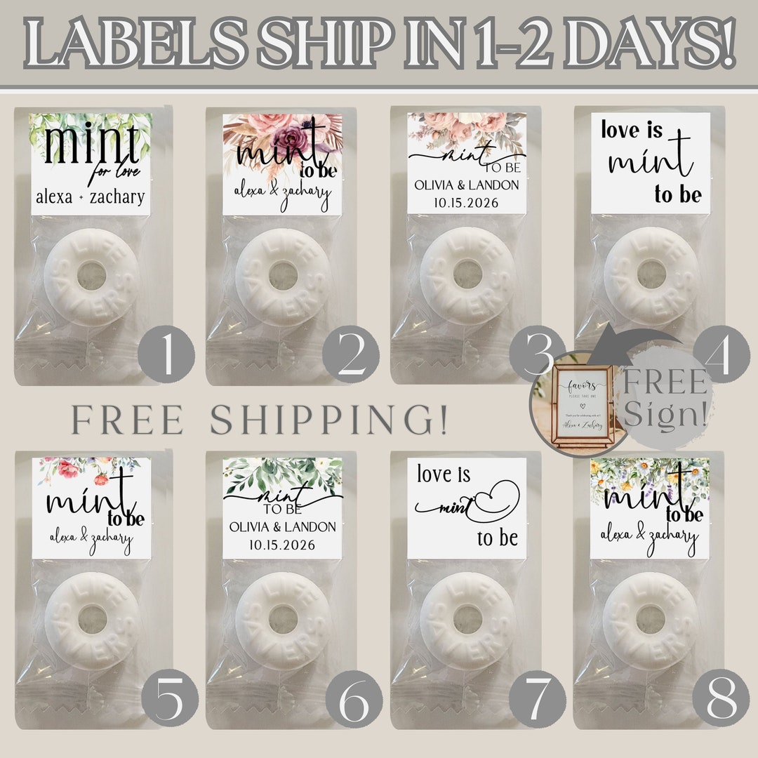 Custom Wedding Favor Mint Labels Boho Floral Wedding Favors Mint to Be ...
