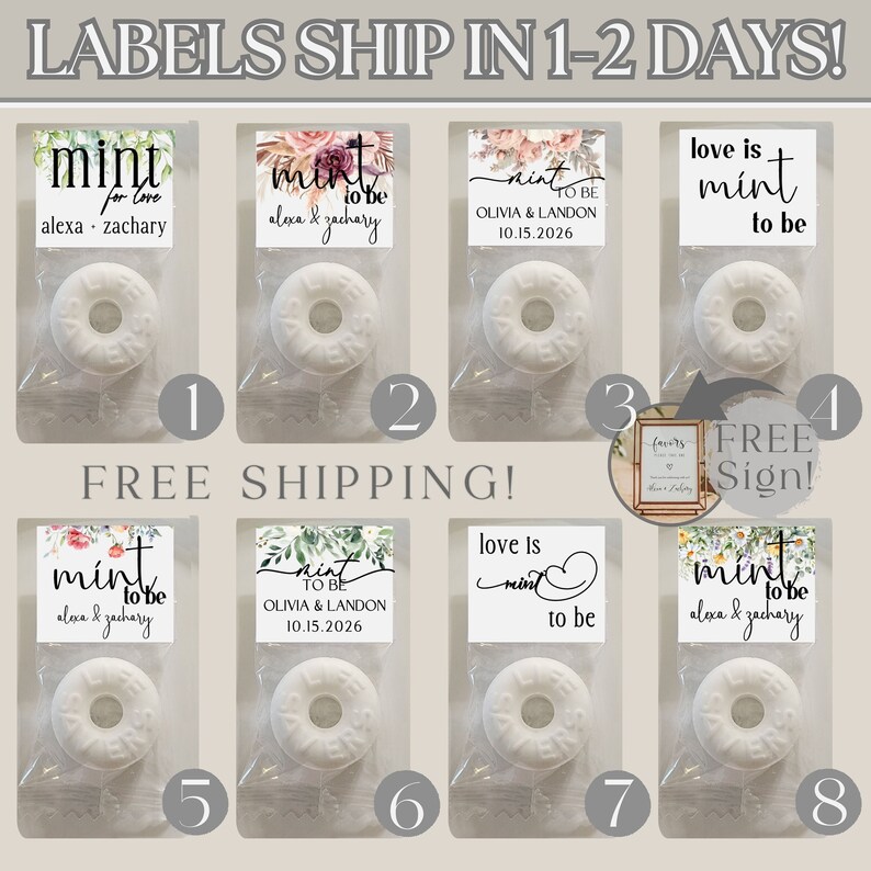 Custom Wedding Favor Mint Labels Boho Floral Wedding Favors Mint to Be ...