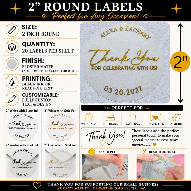 Custom Wedding Favor Stickers for Guest Gift Baby Shower Favor Bags ...