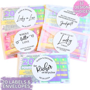 20 Custom Wedding Lottery Favor Stickers for Lotto Ticket Favor ...