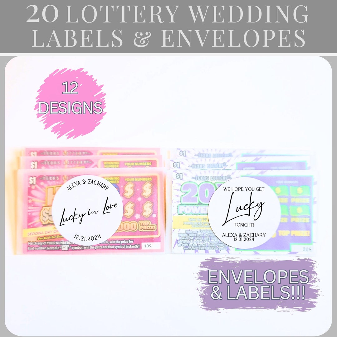 20 Custom Wedding Lotto Favor Stickers for Lotto Ticket Favor Envelope ...