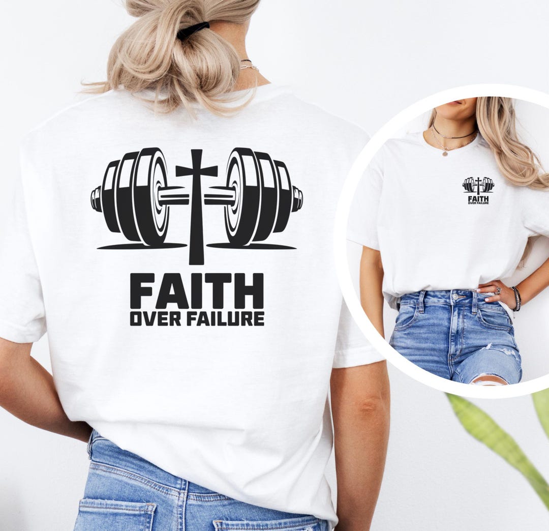 Faith Over Failure Christian Gym Shirt: Dumbbell Cross Workout Tee - Etsy