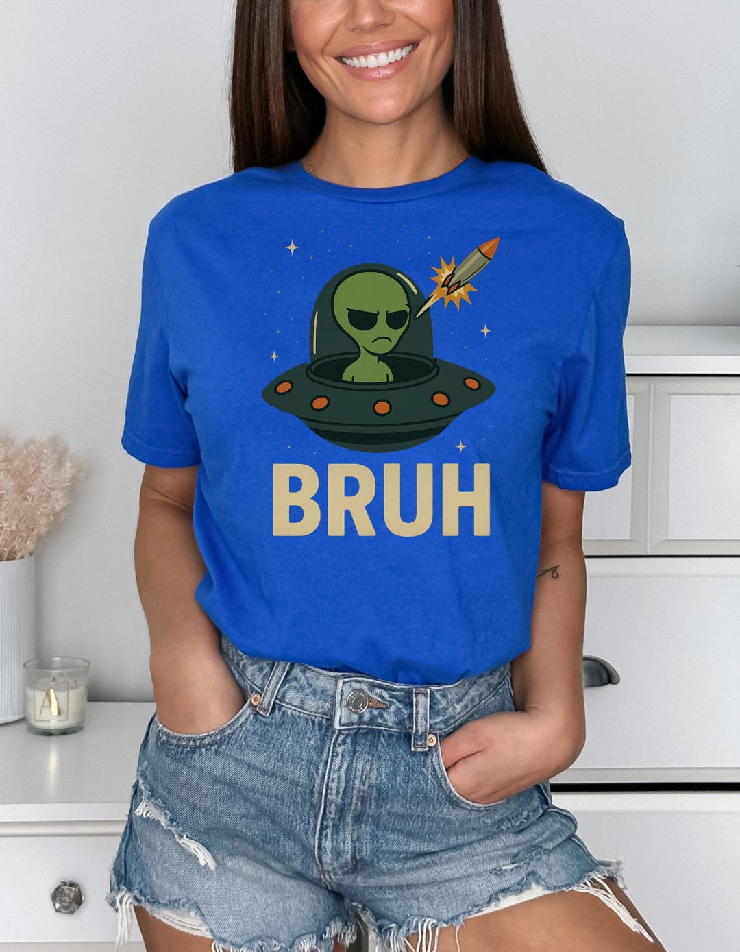 Funny Alien UFO 'bruh' Meme Shirt - Viral Spaceship Graphic Tee - Etsy