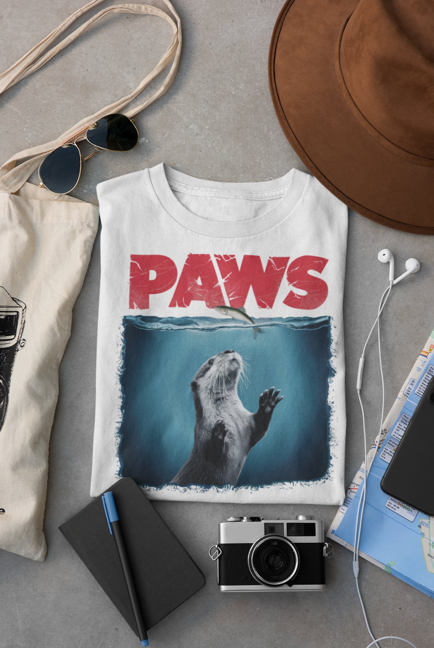 Cute Otter Shirt Paws Otter Shirt Otter Print Otter Gift Funny Otter ...