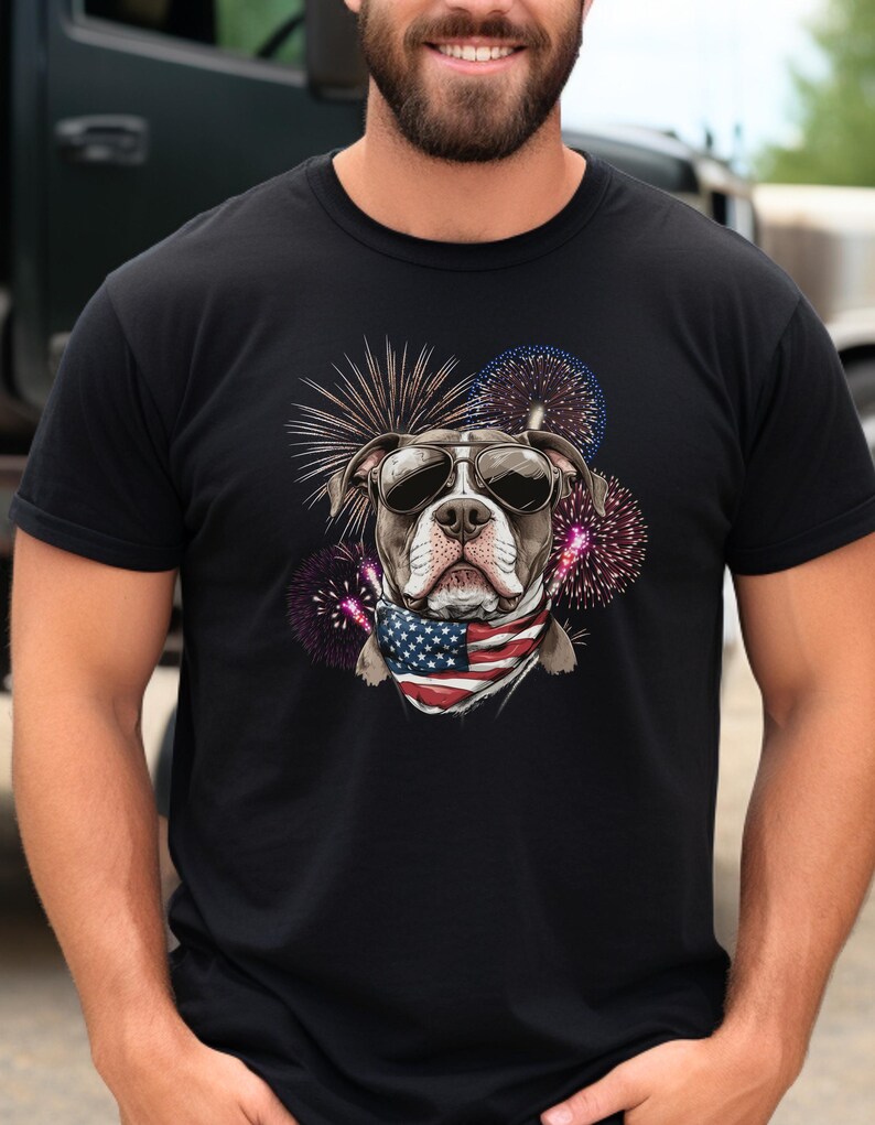 Pitbull 4th of July Shirt: American Flag Bandana Dog Tee - Etsy