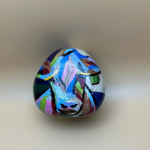 Painted Cow on Rock - Etsy
