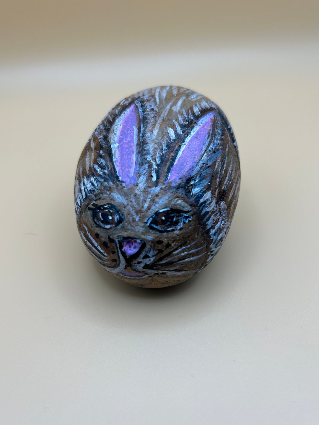 Bunny Rabbit Painted Rock-rock Art-stone Art-memorial Art Stone-rabbit ...