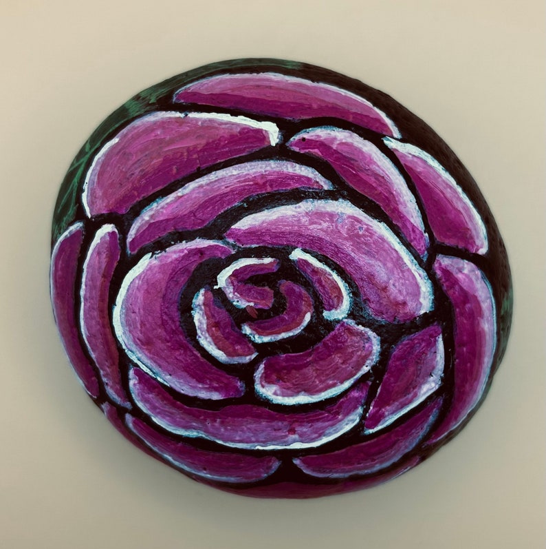 Rose Garden Painted Rock-hand Painted Rose Rock-rock Art-stone Art ...