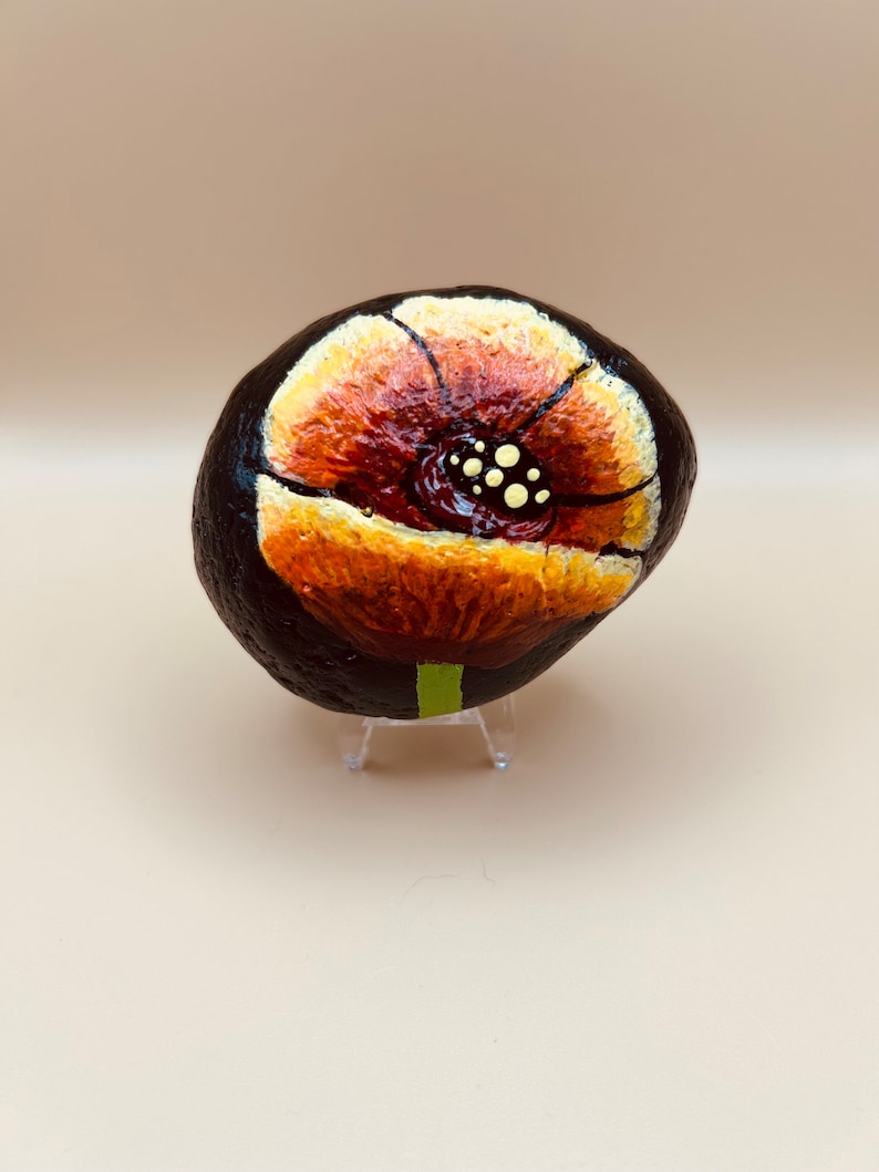 Poppy Painted Rock-hand Painted Rock-rock Art-stone Art-northern ...