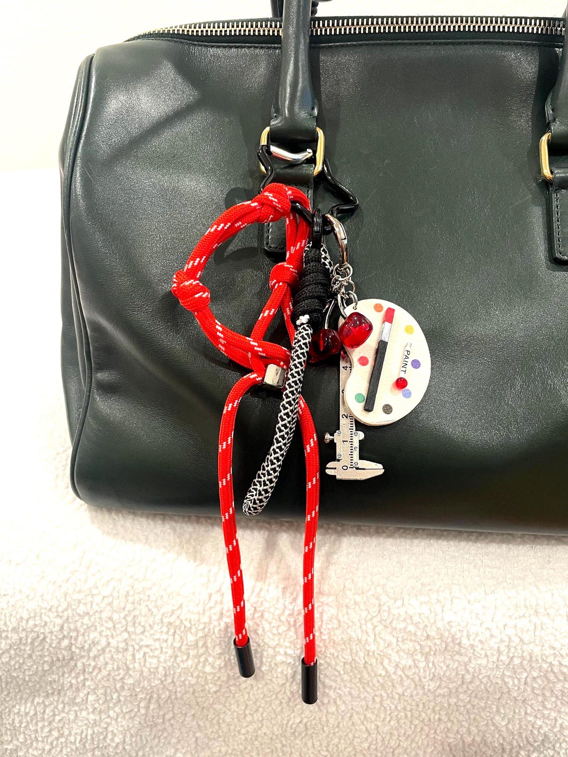 Y2K Stylish Bag Charm With Unique Art-themed Charm and Red Rope Lanyard ...