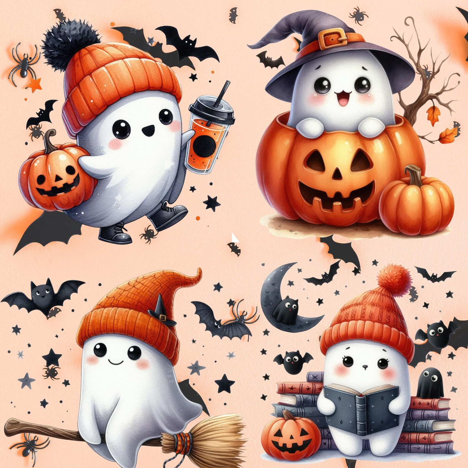 Halloween Clipart, Spooky Clipart, Pumpkin Clipart, Halloween Png ...