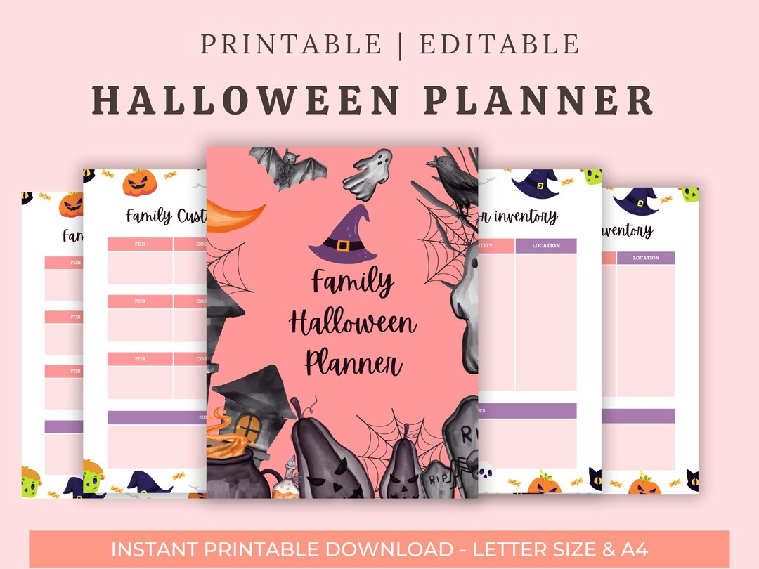 Editable Red Cute Halloween Illustration Weekly Planner, Halloween ...