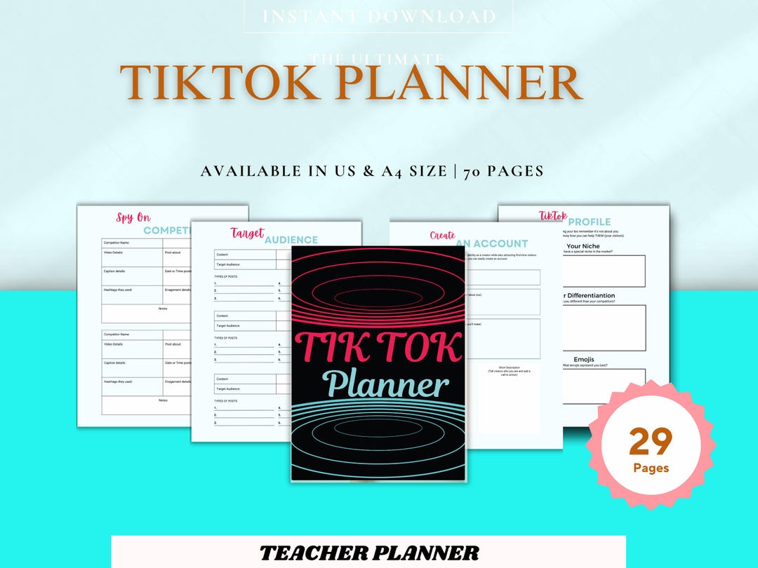 Tiktok Planner, Tiktok Content Planner Printable PDF, Social Media ...