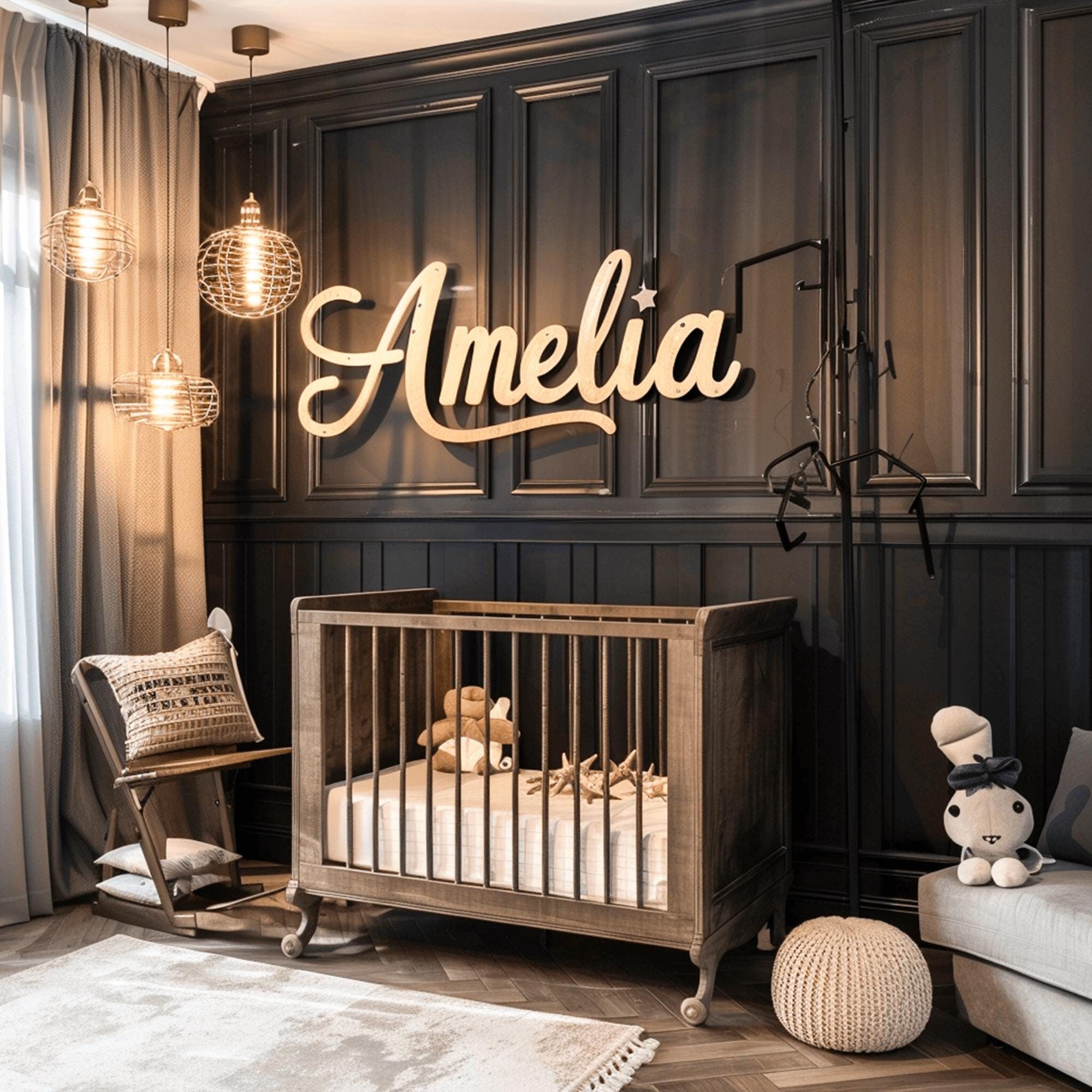 Custom Nursery Name Sign for Baby, Personalized Name Wooden Sign, Kid ...