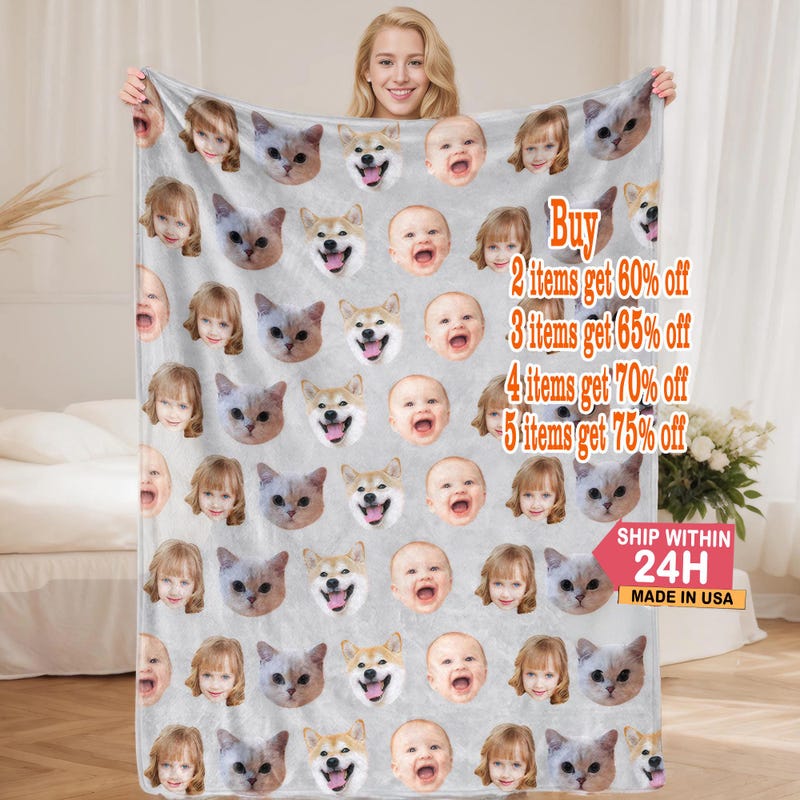 Custom Blanket Kids Face - Etsy