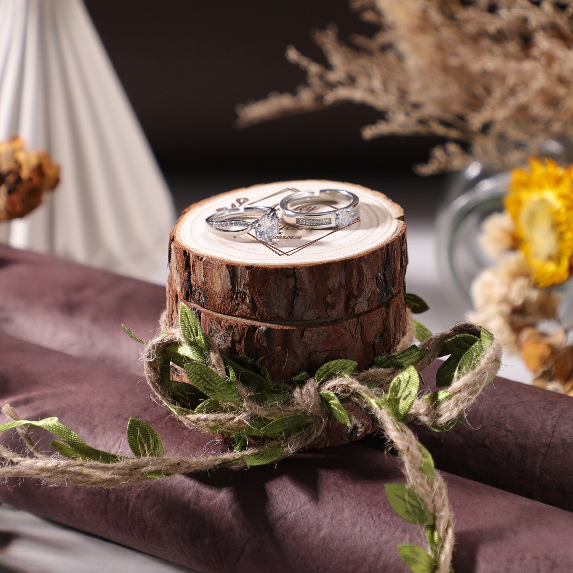 Rustic Wood Log Ring Box,custom Engraved Ring Box2 Slots Rings ... Rustic Wood Log Ring Box,custom Engraved Ring Box2 Slots Rings ...
