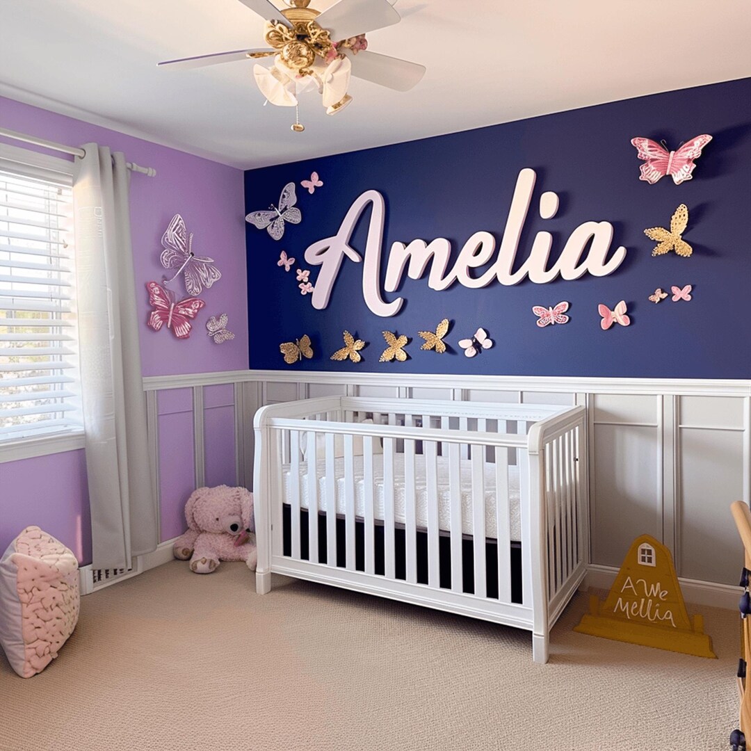 Personalized Wooden Baby Name Sign, Custom Nursery Kid Name Sign, Baby ...