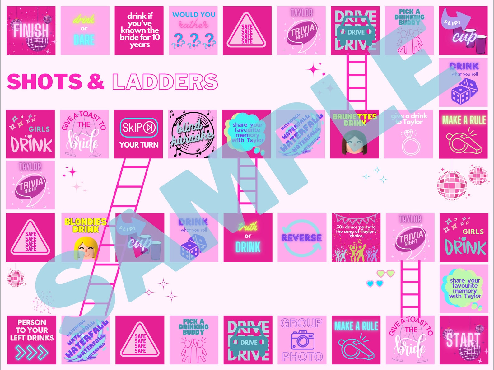 Shots and Ladders: Party Game for Your Bachelorette - Etsy