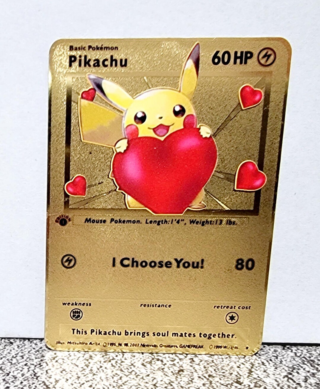 Pokemo Card, I Choose You, Pika, Eevee Heart Style Stainless Steel Gold ...