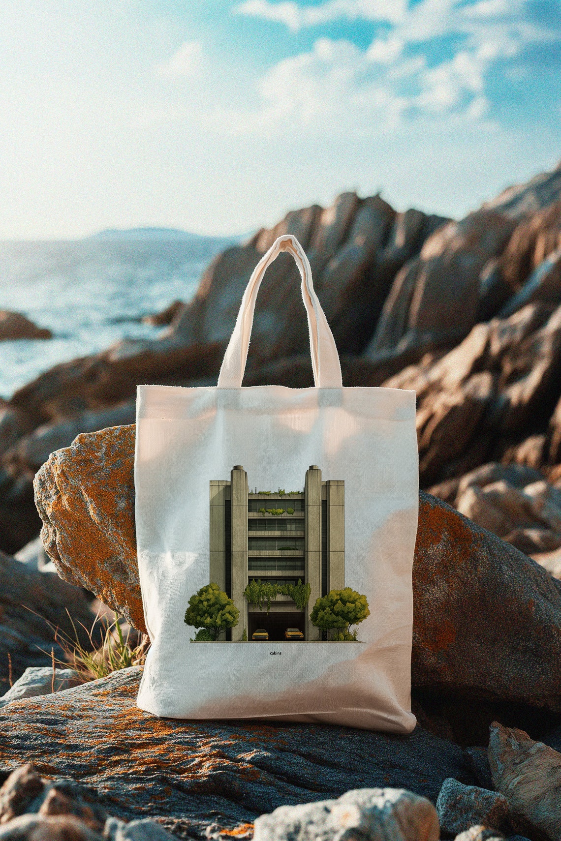 Brutalist Architecture Cotton Canvas Tote Bag, Minimalist Building Tote ...