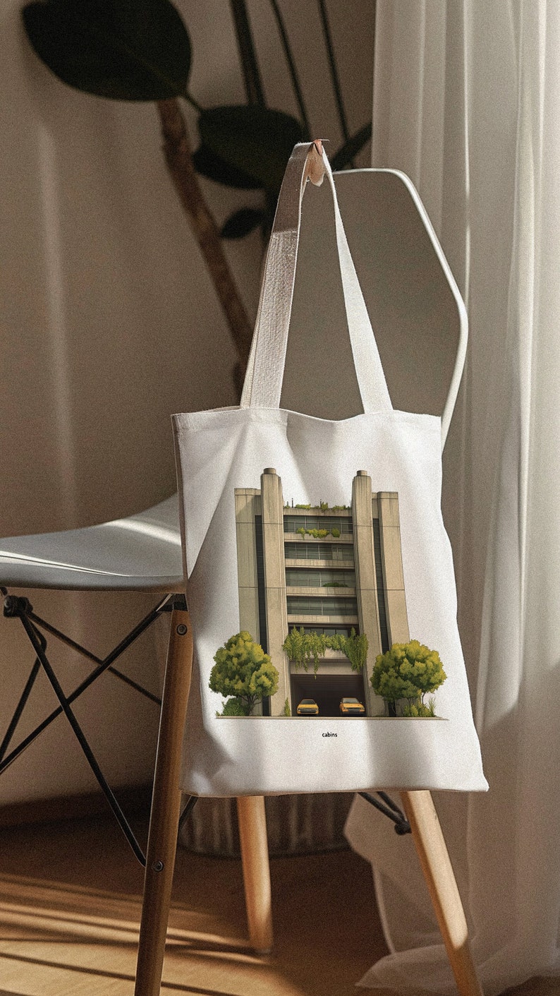 Brutalist Architecture Cotton Canvas Tote Bag, Minimalist Building Tote ...