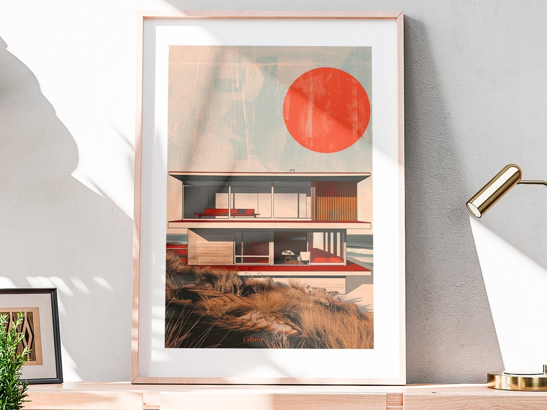 Modern Architecture Printable Poster, Vintage Design, Japanese Sun and ...