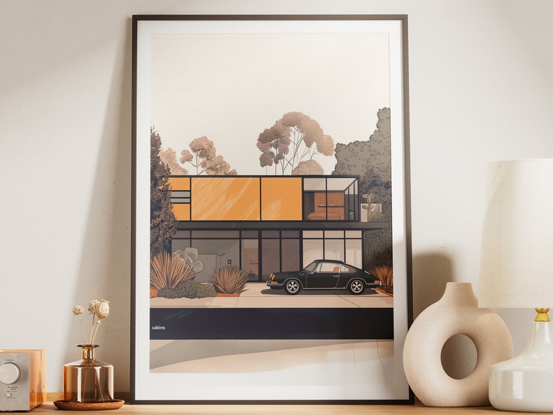 Mid Century Modern Architecture Printable Poster, Bauhaus-inspired ...